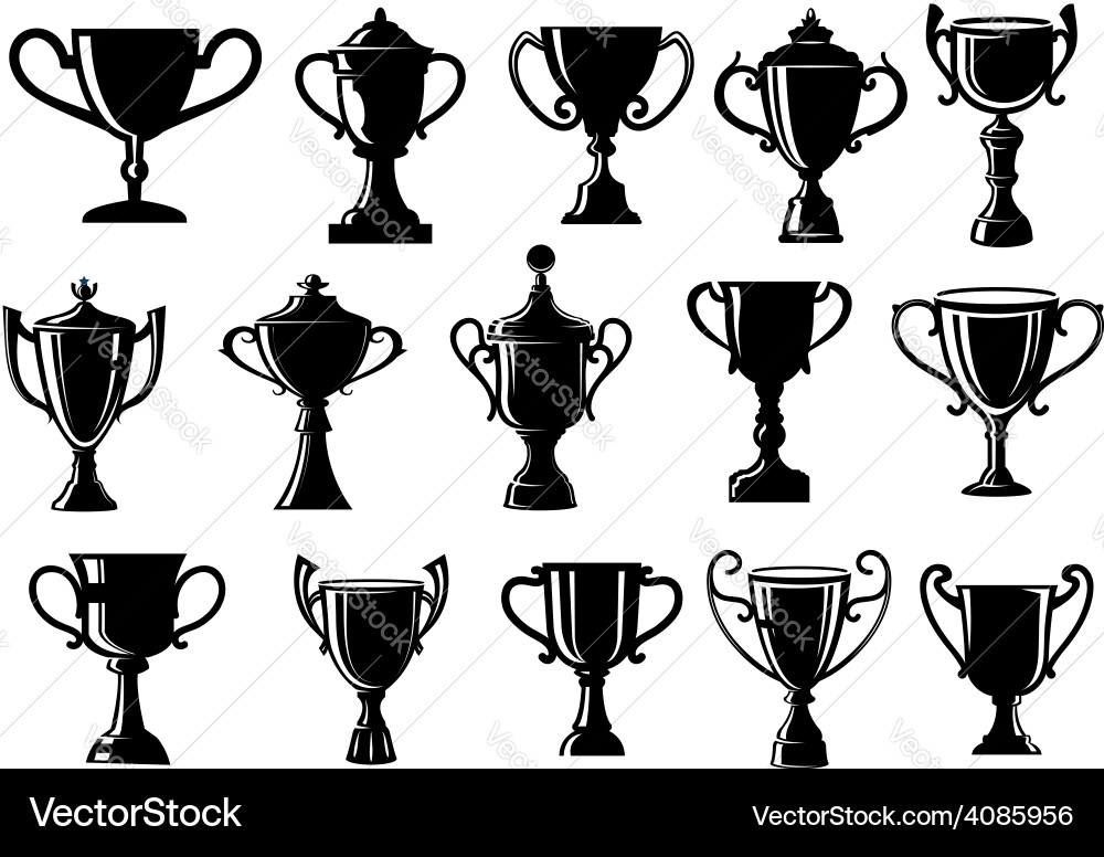 Sport and achievement trophy cups Royalty Free Vector Image