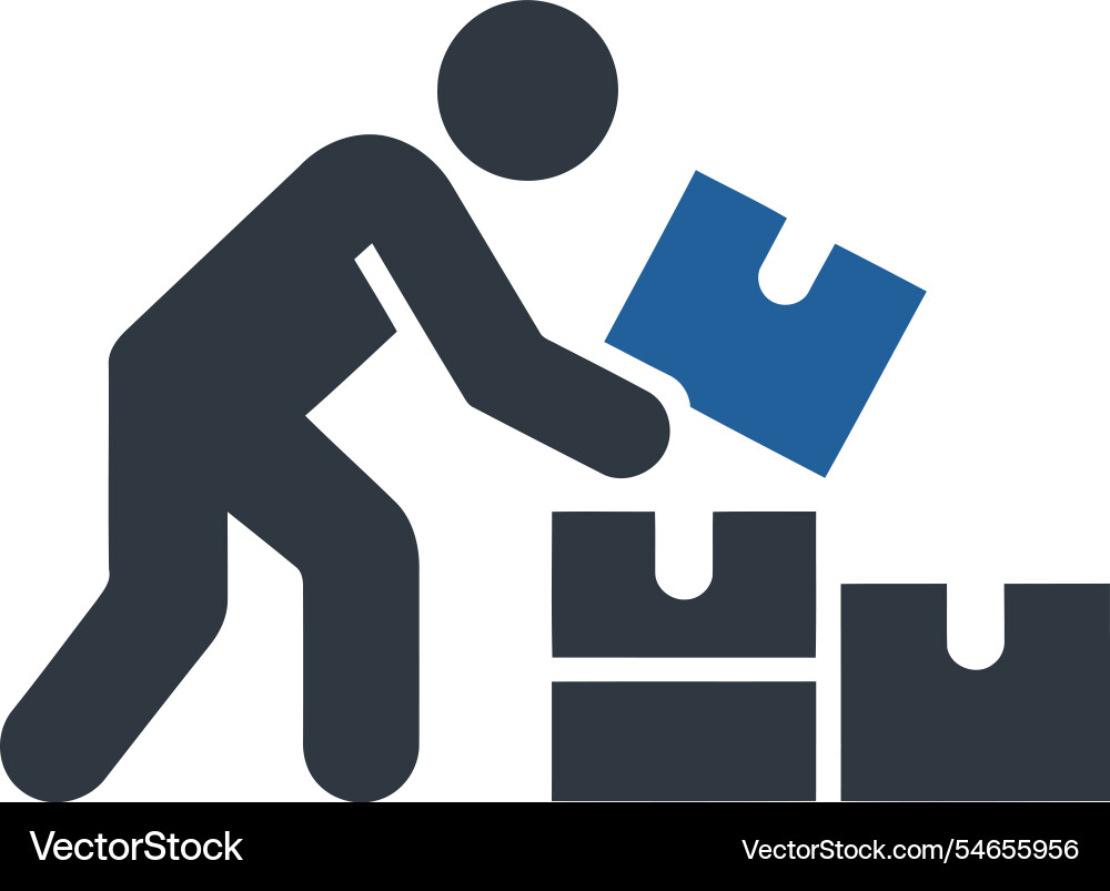 Worker organizing boxes icon Royalty Free Vector Image