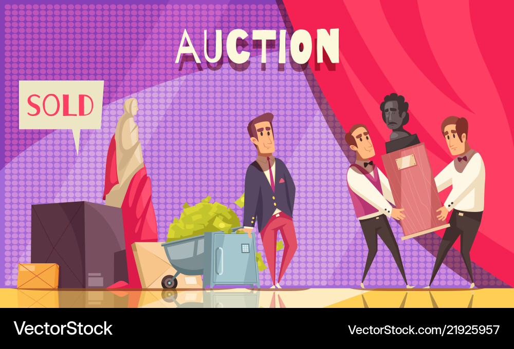 Auction show horizontal background Royalty Free Vector Image