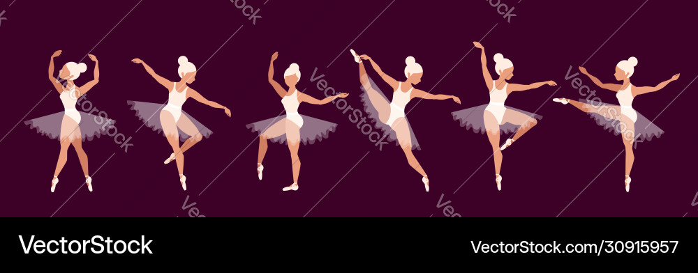 Ballerinas set ballet dancer characters Royalty Free Vector