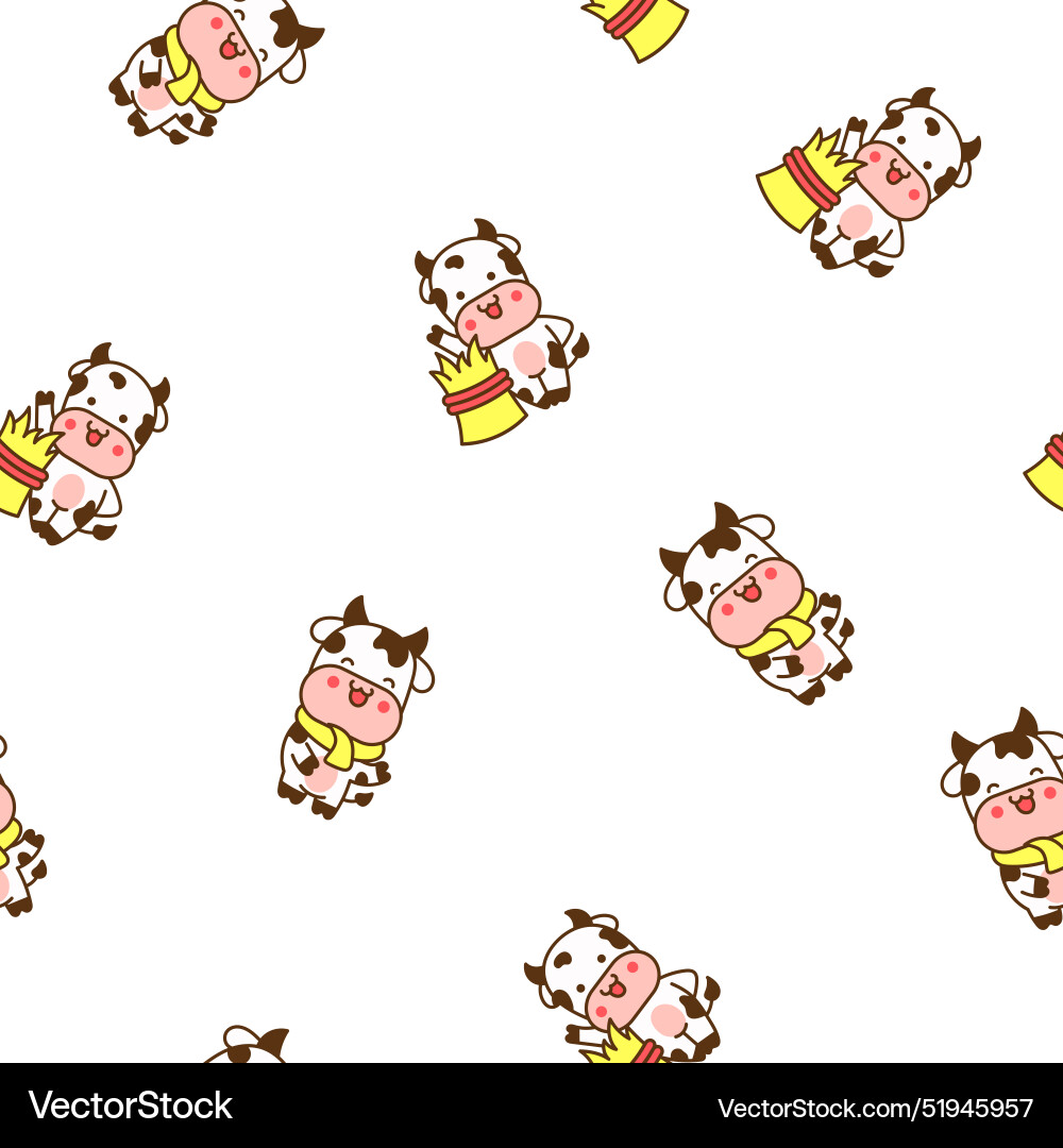 Beautiful cow cartoon character seamless pattern Vector Image