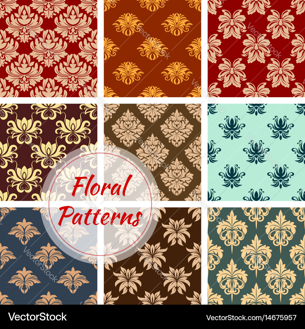 Ornate Floral Damask Pattern Royalty Free Vector Image