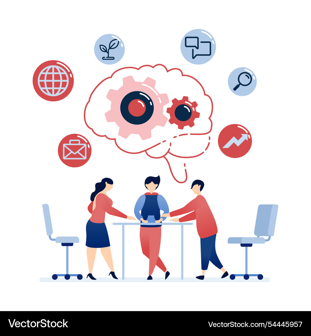 People collaborating in meetings to discuss Vector Image
