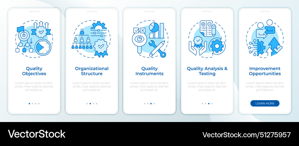 Qms Structure Blue Onboarding Mobile App Screen Vector Image