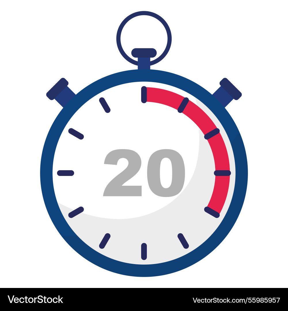 Stopwatch countdown icon number twenty focus Vector Image
