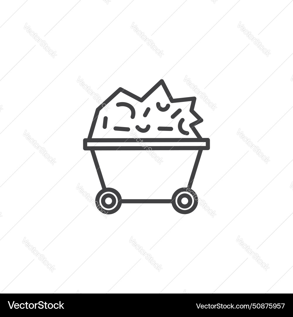 Trolley with coal icon set quarry mine raw energy Vector Image