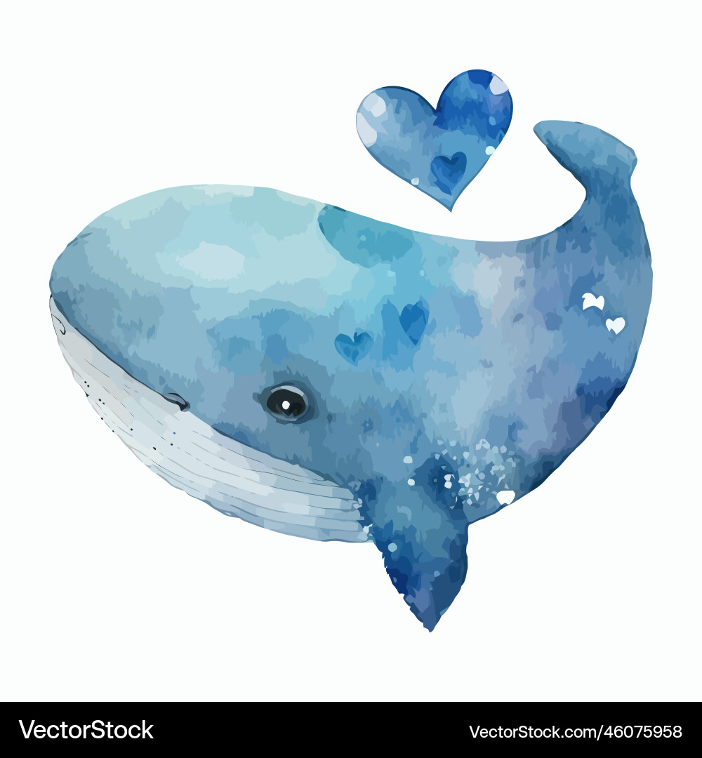 Blue whale in 3d style isolated Royalty Free Vector Image