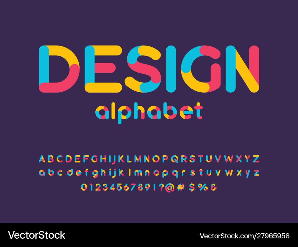 Colour font Royalty Free Vector Image - VectorStock