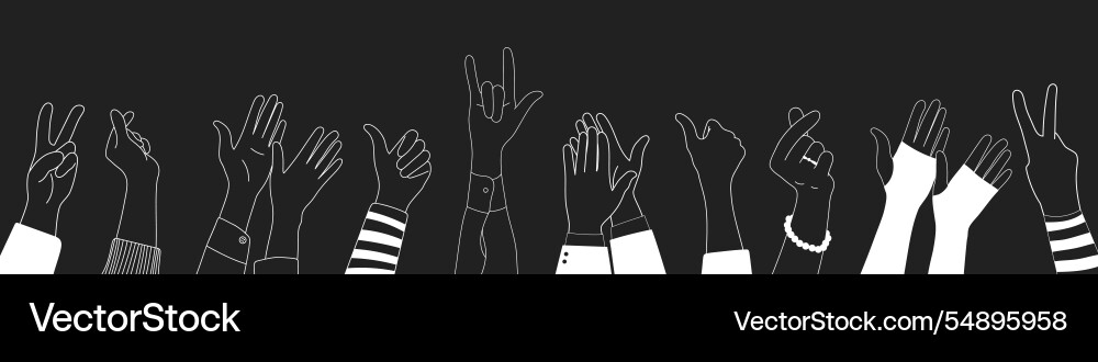 Doodle sketch hands up gestures comic icons Vector Image