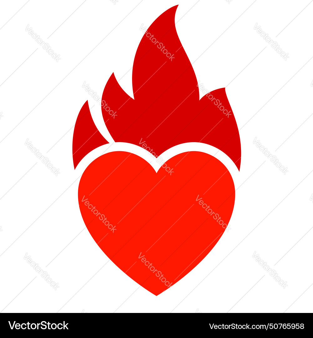 Fire flame icon hot heart symbol Royalty Free Vector Image
