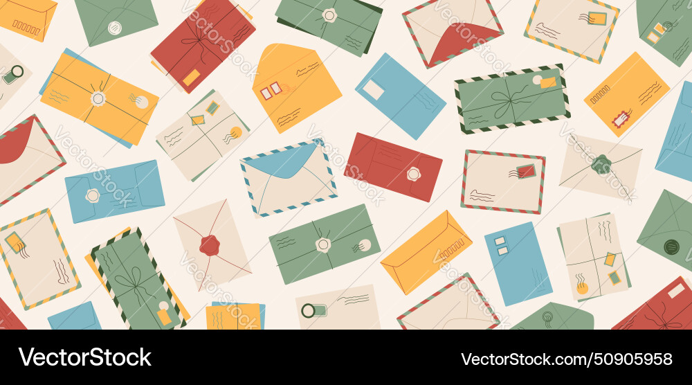 Flat style handmade envelope background Royalty Free Vector