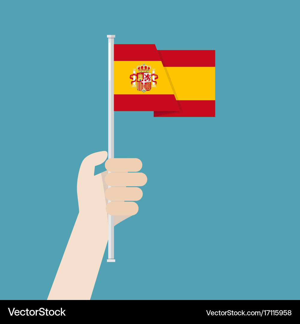 Hand halten Spain Flagge Lizenzfreies Vektorbild