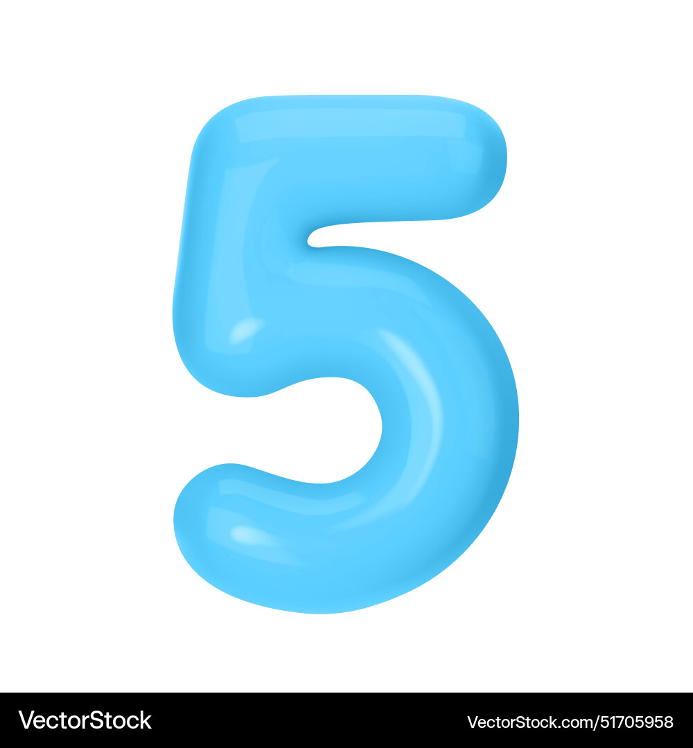Numeral 5 - blue plastic balloon number five Vector Image
