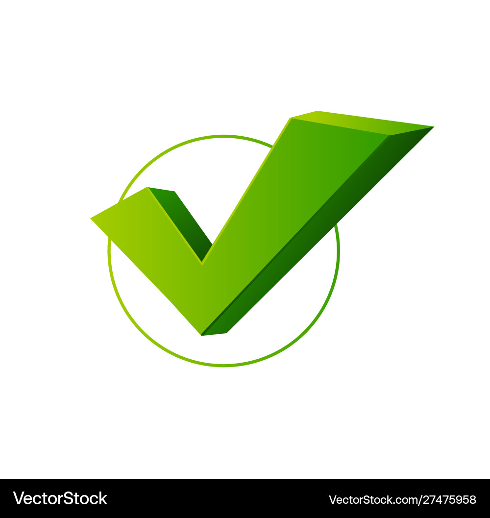 Realistic 3d detailed check mark yes Royalty Free Vector