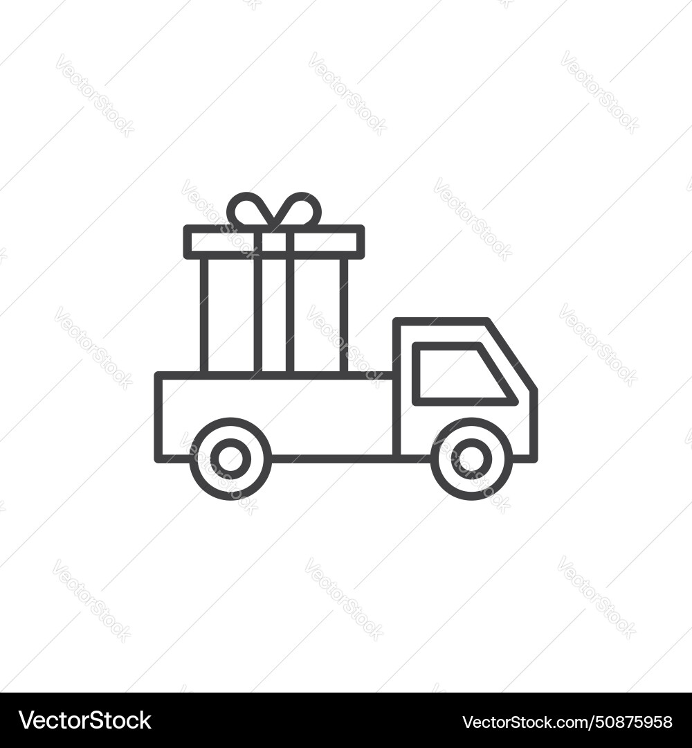 Truck carrying gift box icon set Royalty Free Vector Image