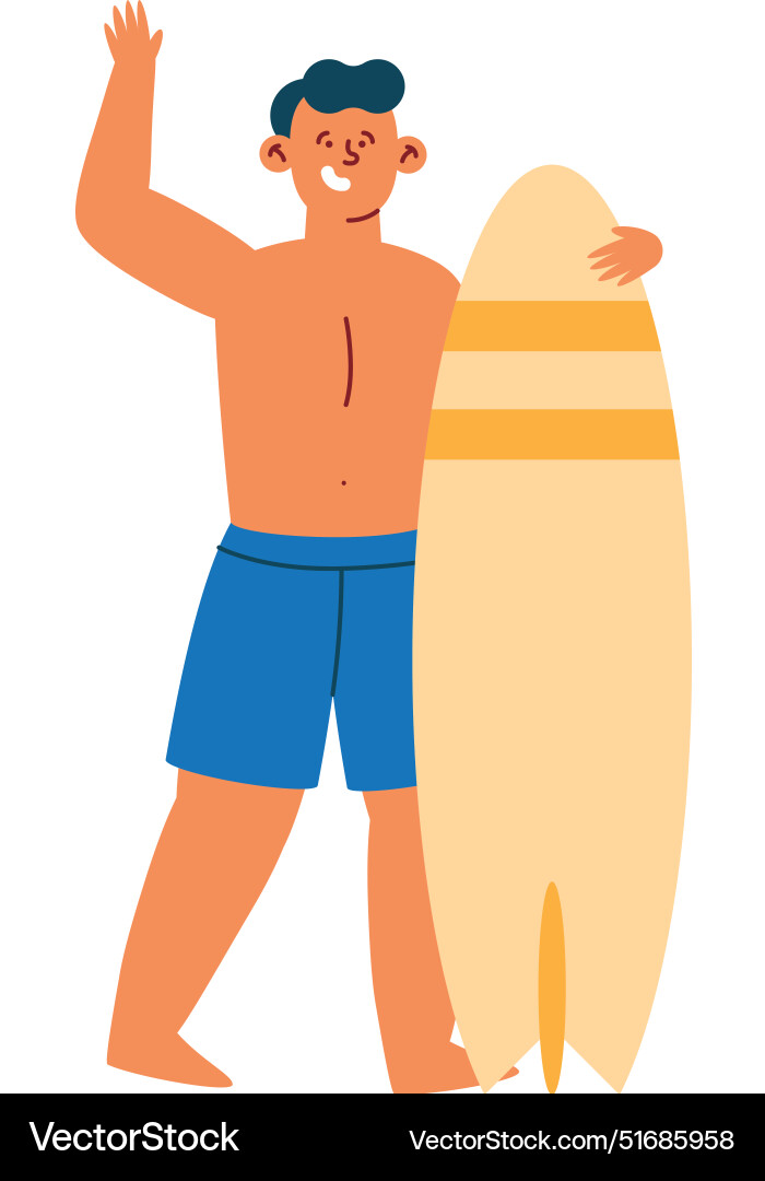 Young man surfer with surfboard standing Vector Image