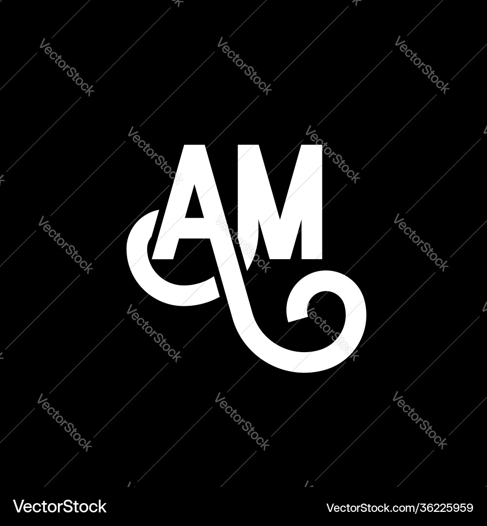 Am letter logo design on black background Vector Image