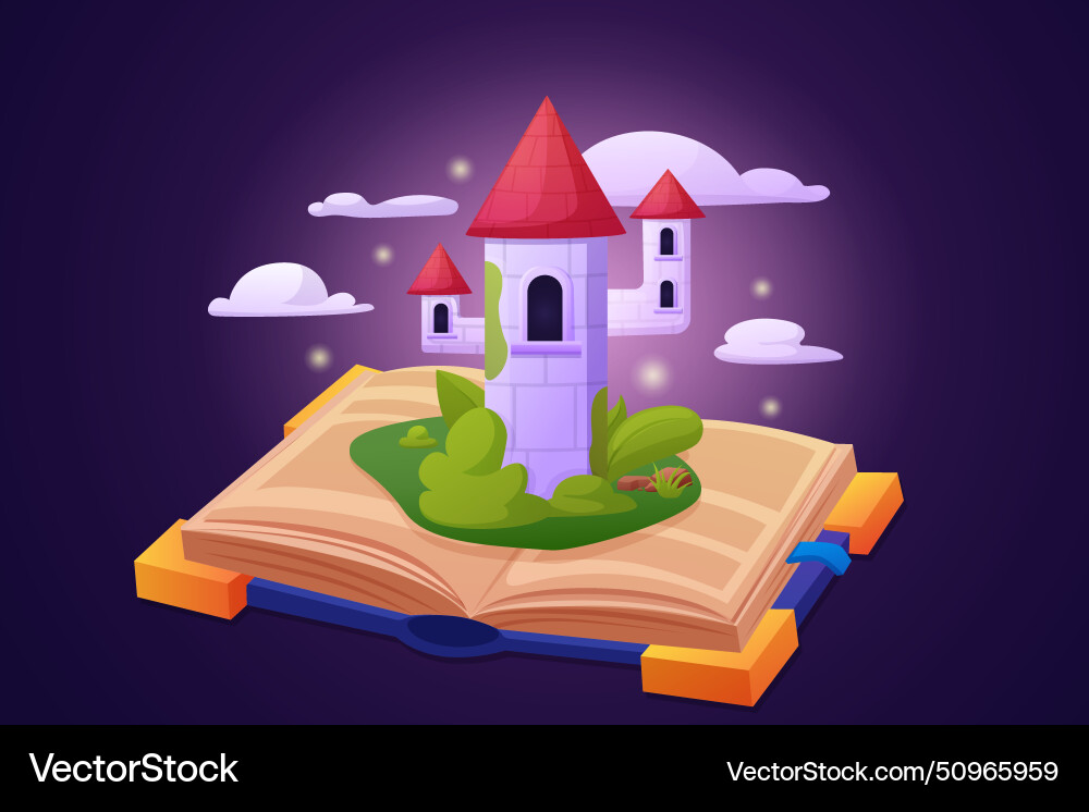 Cartoon open fairytale book magic notebook Vector Image