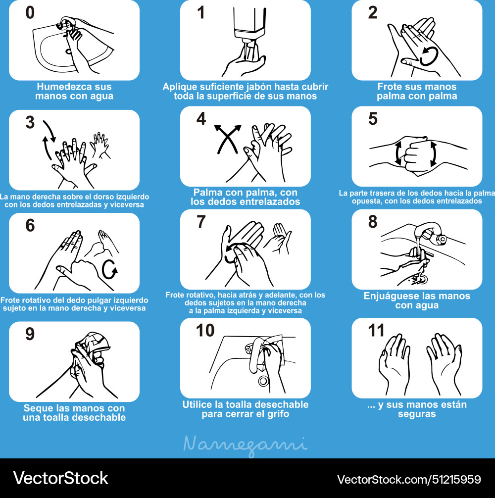 Proceso de lavado manos Royalty Free Vector Image