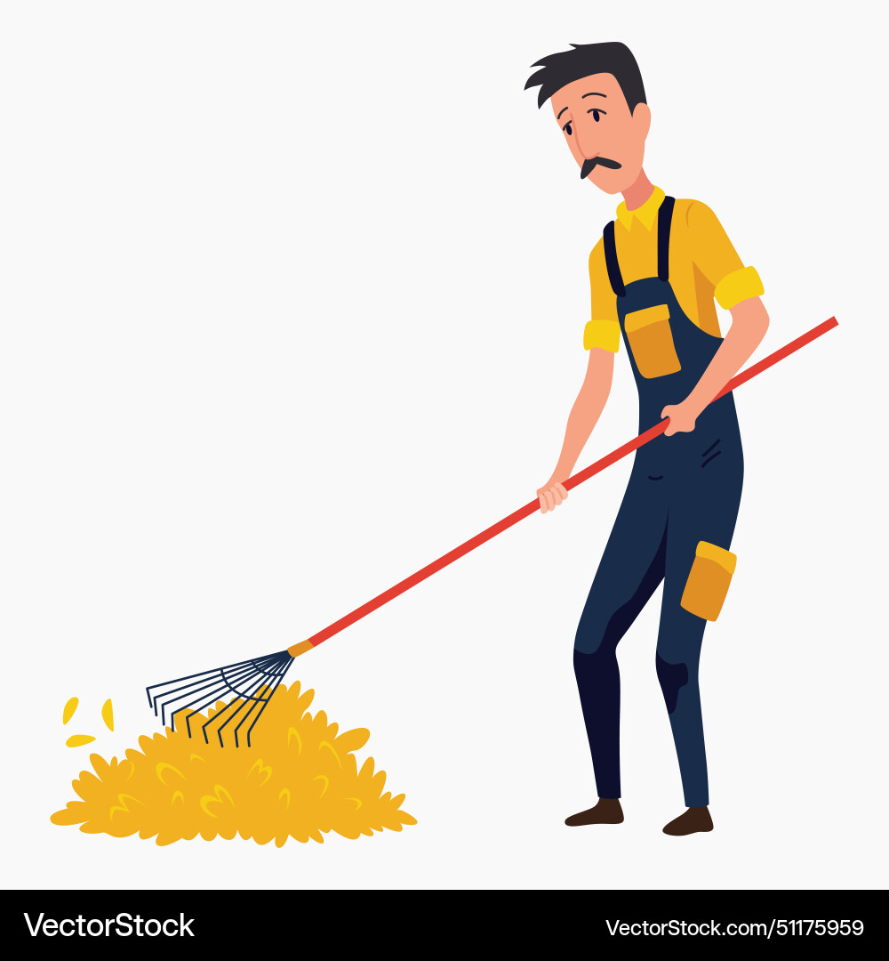 Professional gardener working on backyard collects