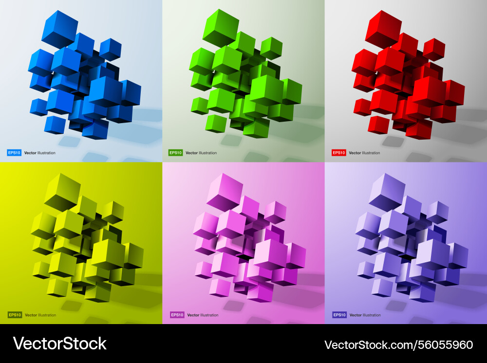 3d cubes backgrounds 3d blockchain cube blocks Vector Image