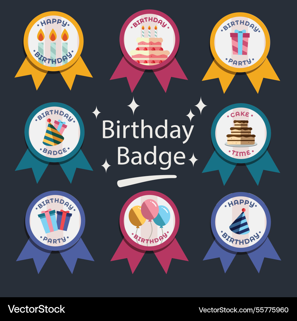 Birthday badge set Royalty Free Vector Image - VectorStock