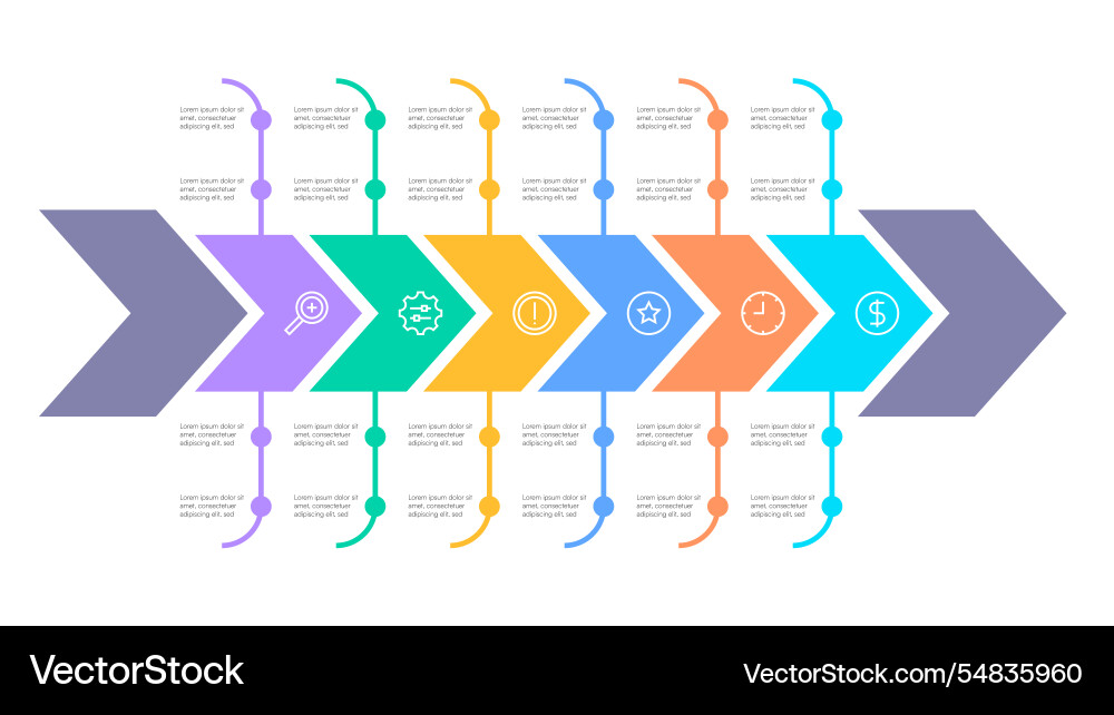 Colorful fishbone diagram infographic with arrows Vector Image