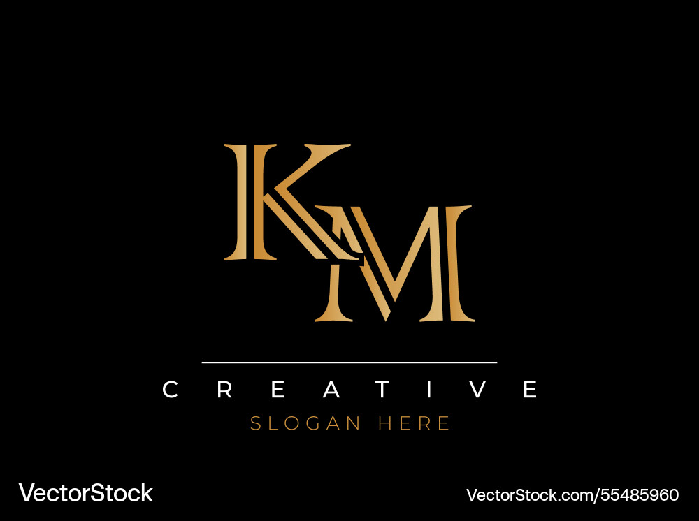 Creative km luxury logo Royalty Free Vector Image