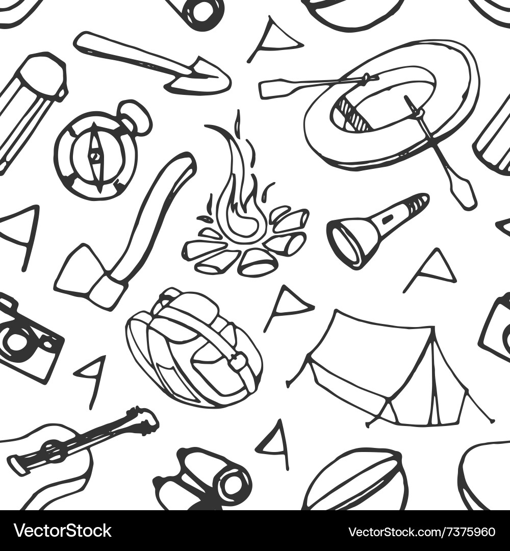 Doodle pattern adventure Royalty Free Vector Image