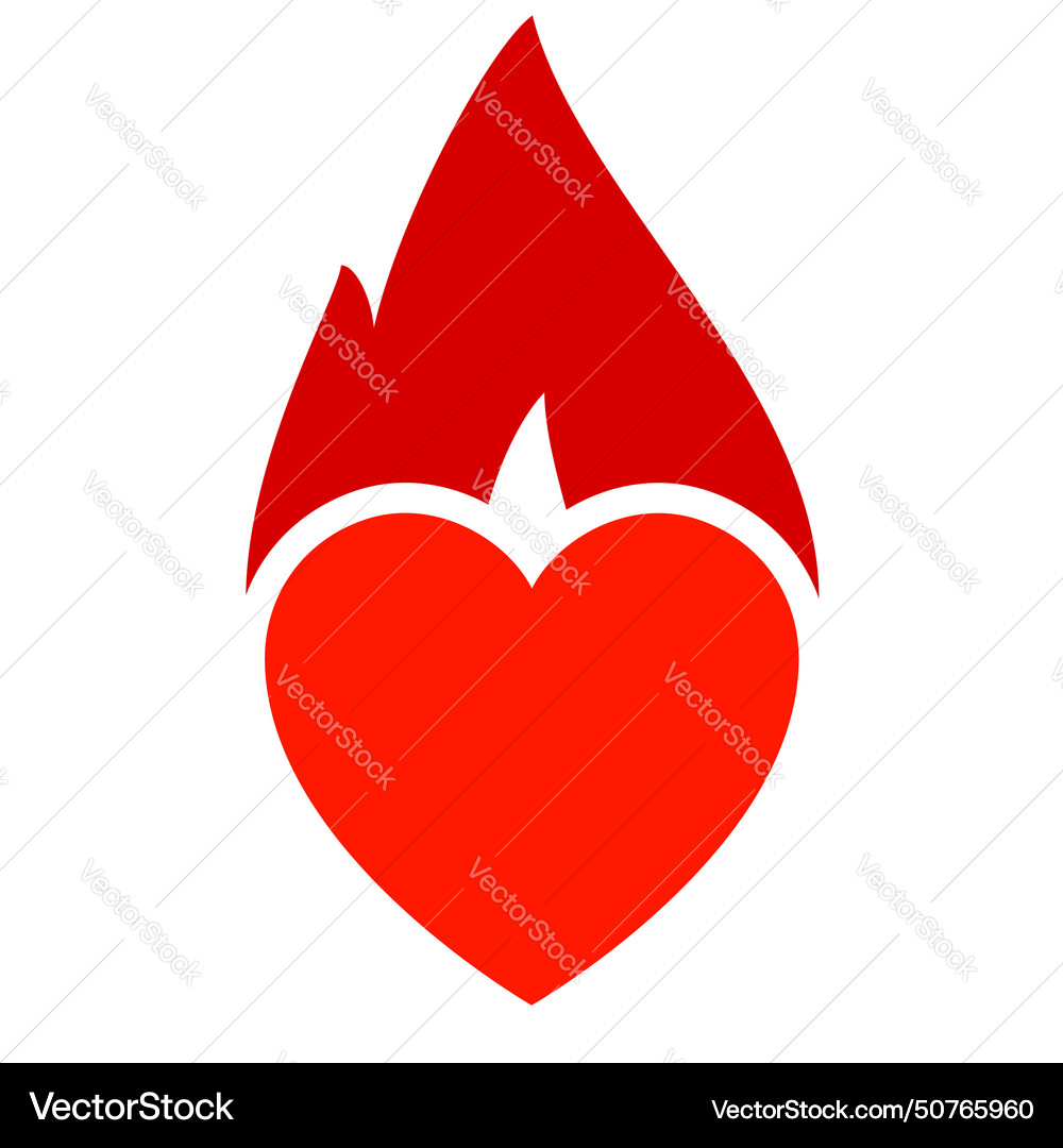 Fire flame icon hot heart symbol Royalty Free Vector Image