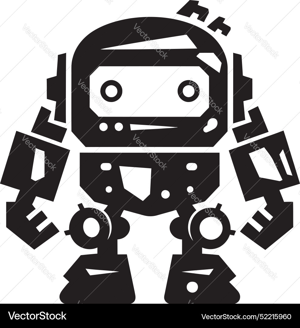 Little warrior cute tiny combat bot icon tiny Vector Image