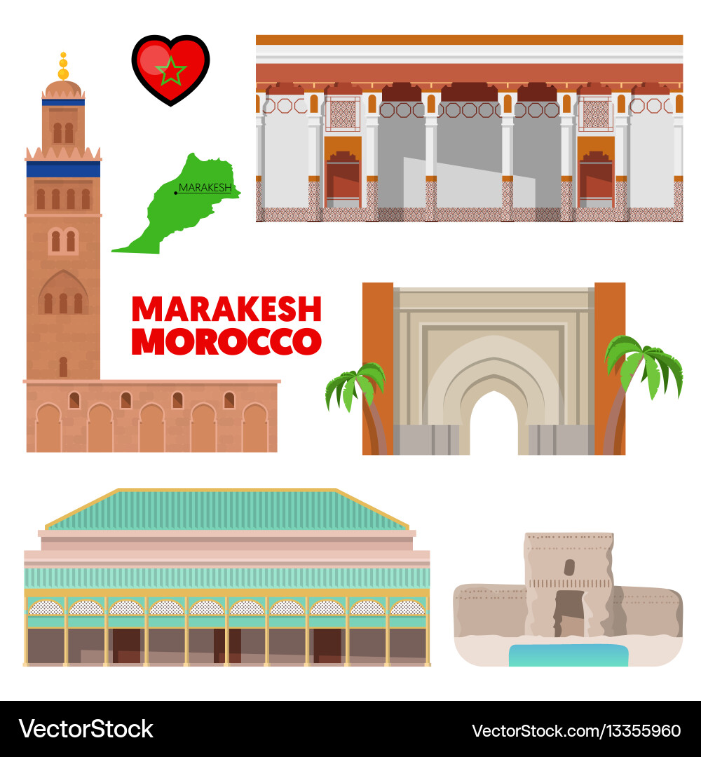 Marrakech Morocco Architecture Royalty Free Vector Image
