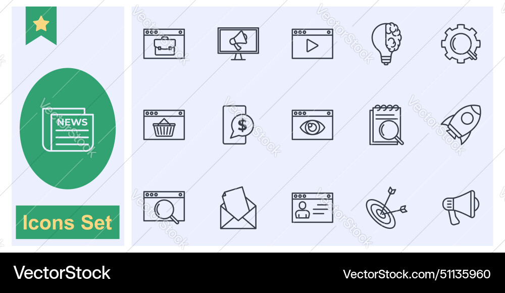 Media advertising icon set symbol collection logo Vector Image