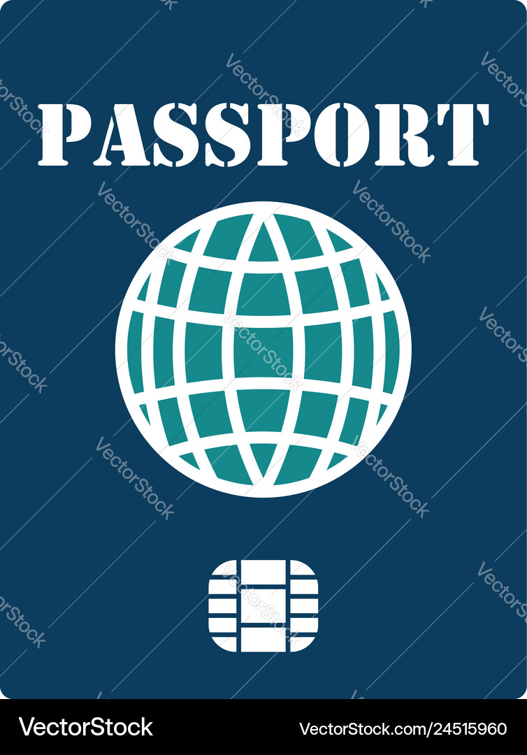 Passport with chip icon Royalty Free Vector Image