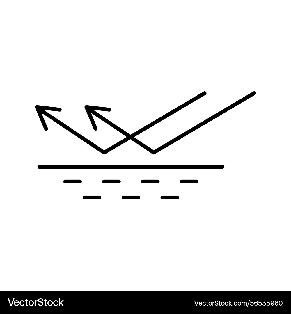 Reflection arrows icon light bounce diagram wave Vector Image