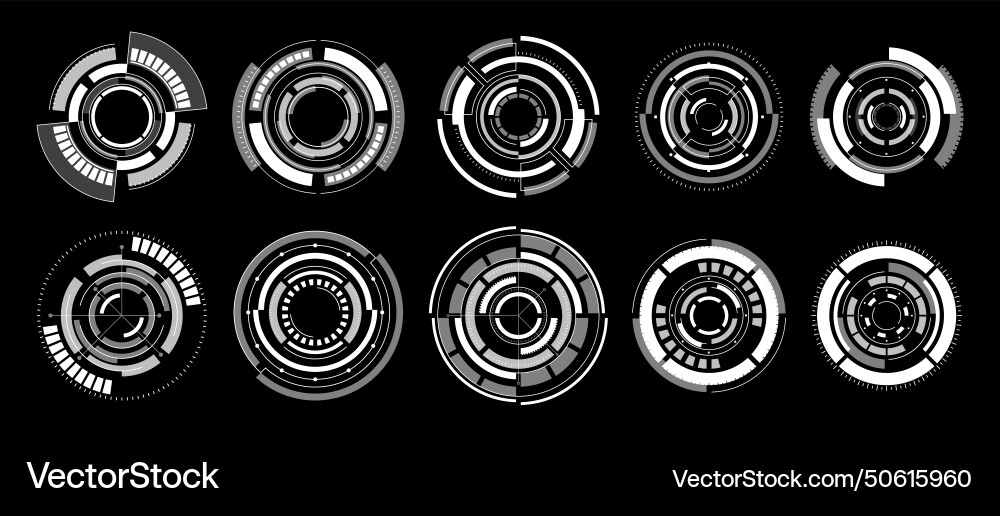 Techno hi-tech circles monochrome Royalty Free Vector Image