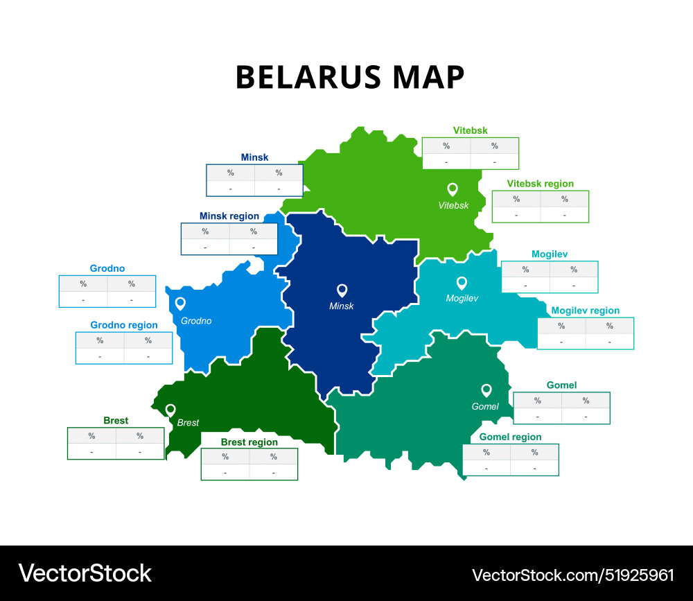Belarus map cities regions Royalty Free Vector Image