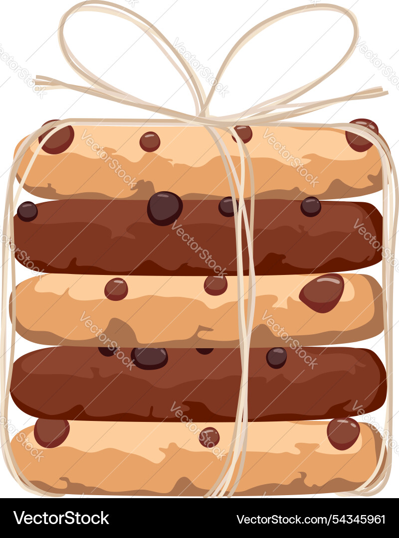 Biscuit cookie stack chocolate chip cookies Vector Image