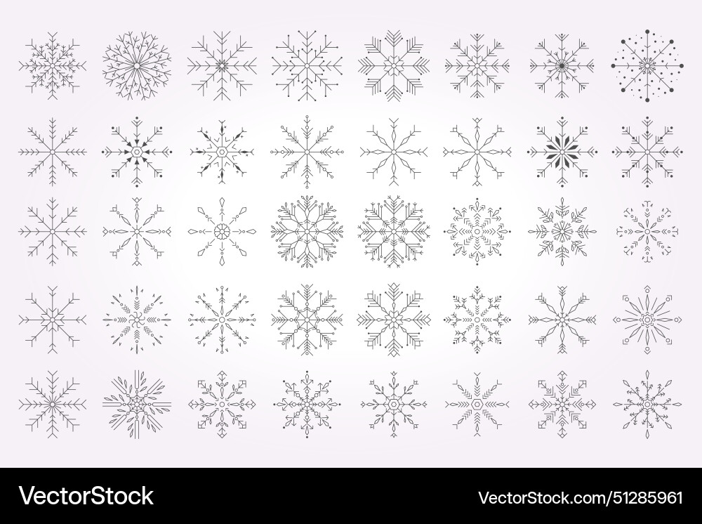 Collection of snowflake template line art icon Vector Image