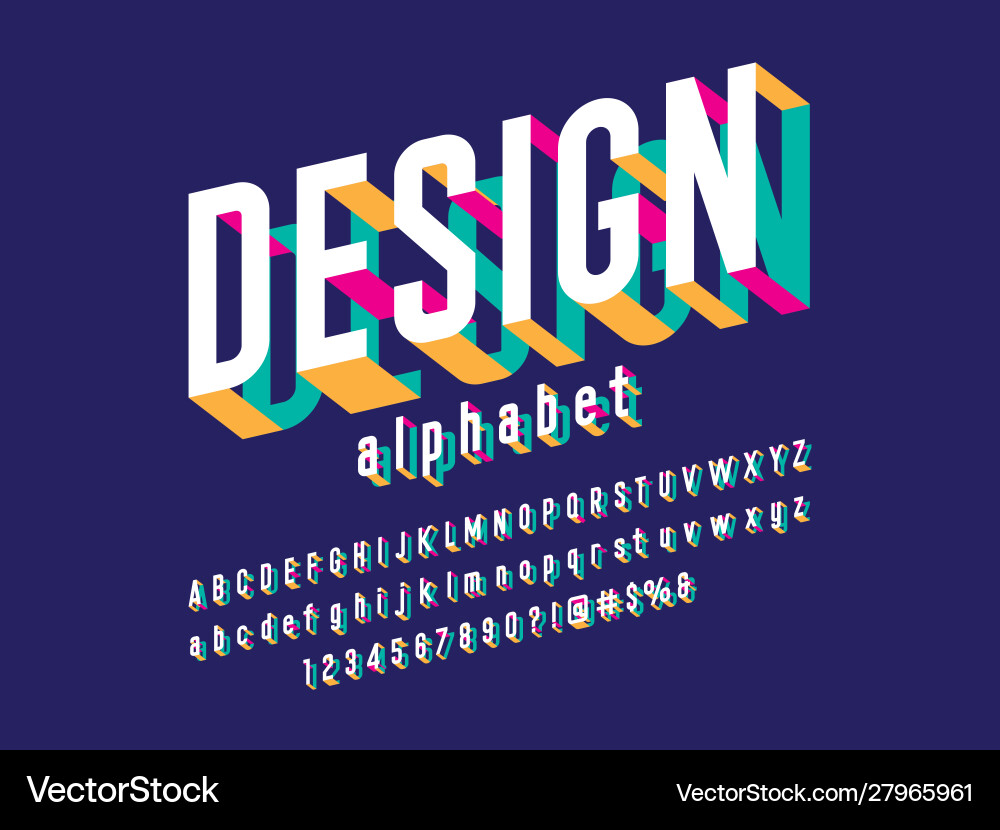 Colour font Royalty Free Vector Image - VectorStock