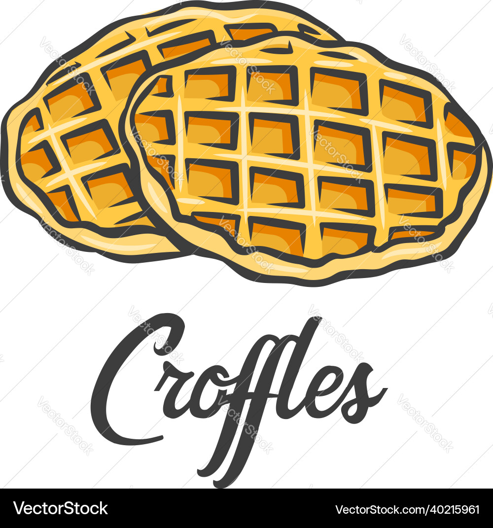 Croffle croissant waffle korean pastry Royalty Free Vector
