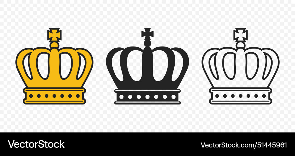 Crowns crown icon set collection Royalty Free Vector Image