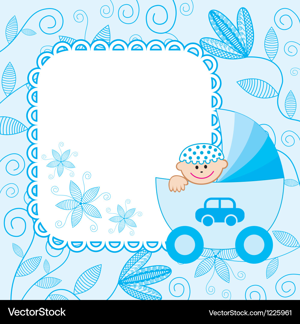 Cute Baby Boy Floral Background Royalty Free Vector Image
