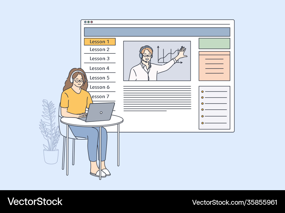 Elearning and online lesson concept Royalty Free Vector