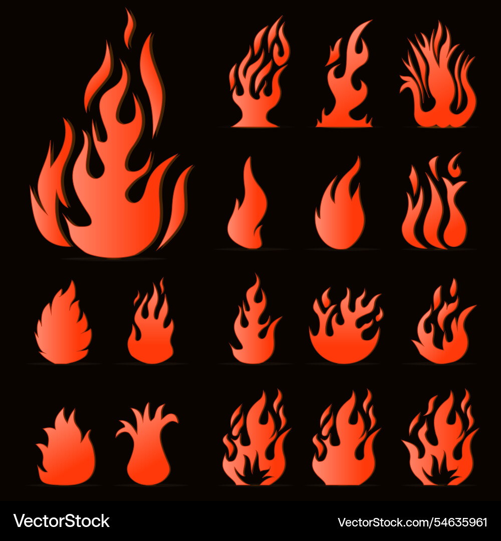 Flame icons set Royalty Free Vector Image - VectorStock