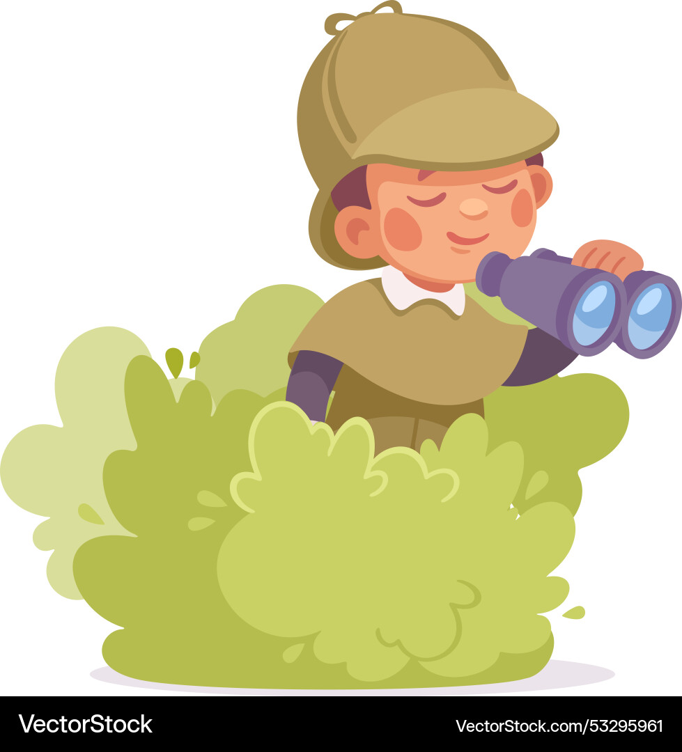 Inspecting detective boy character investigating Vector Image