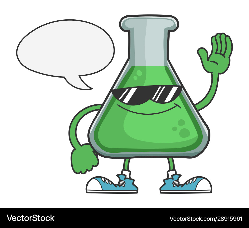 Science test tube with sunglasses and speech Vector Image