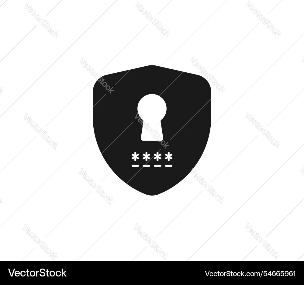 Shield with pin code lock icon or protect password