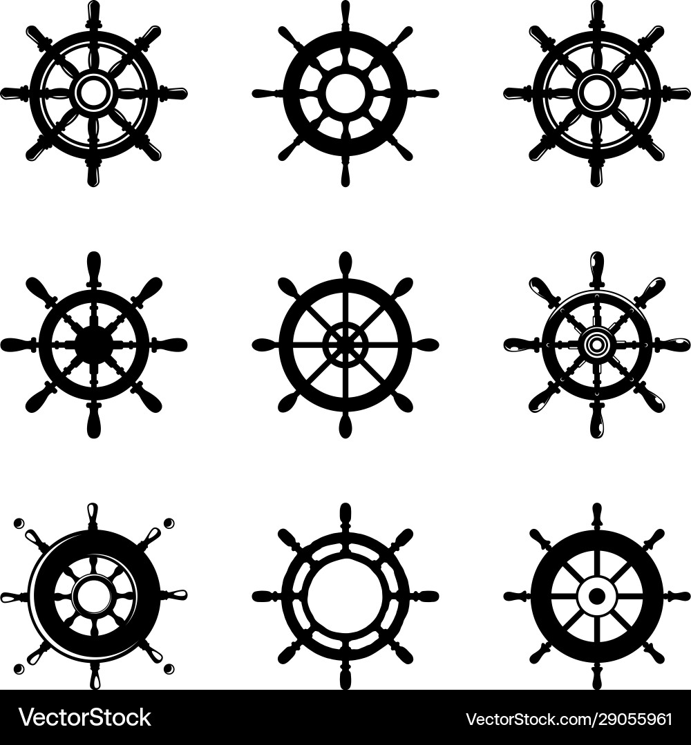 Ship Wheel Logo Elements Royalty Free Vector Image