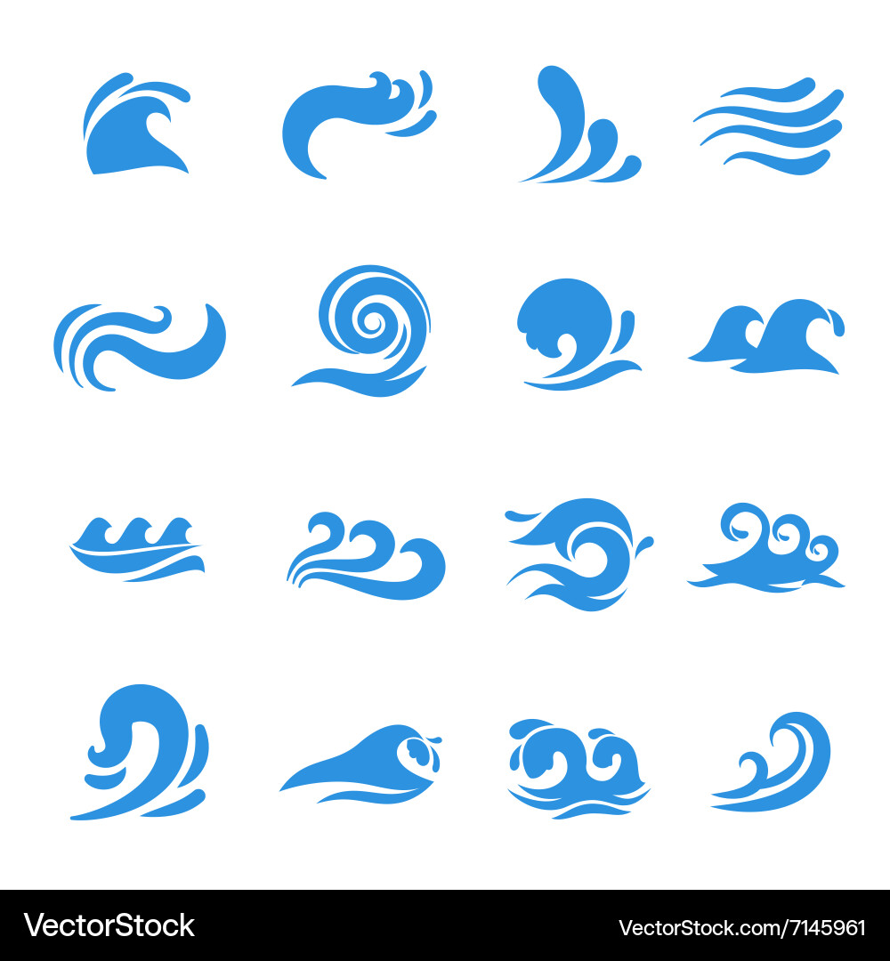 Wave icons Royalty Free Vector Image - VectorStock
